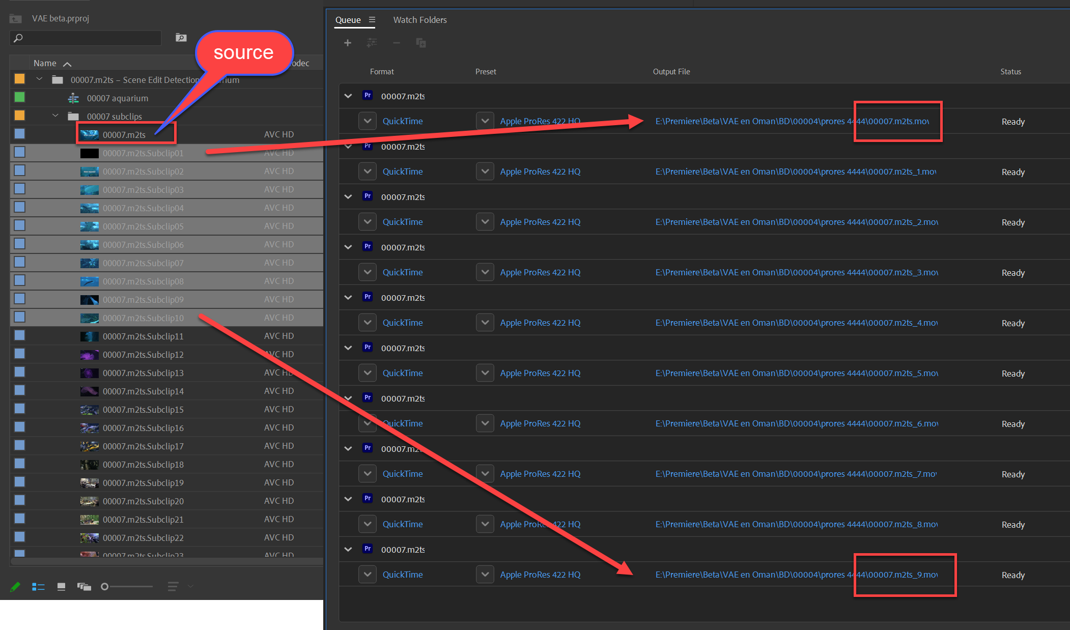 Export subclips - Adobe Community - 12850427