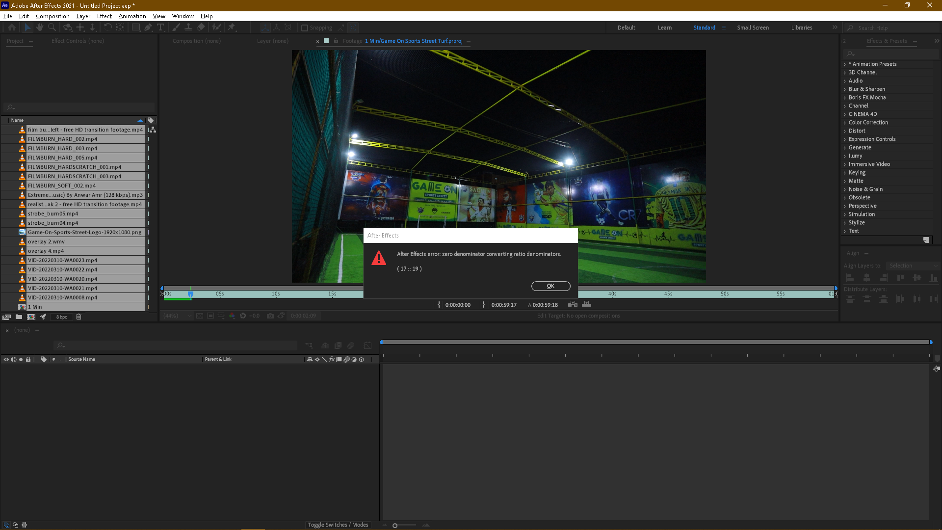 Solved After Effects Error Zero Denominator Converting R Adobe