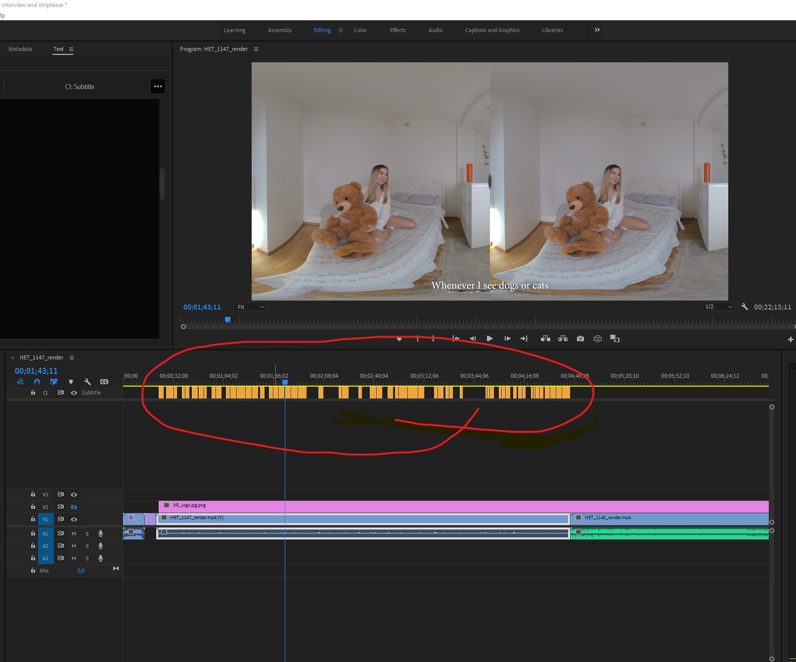 Autogenerated subtitles in VR 3D 180 sbs video? - Adobe Community ...