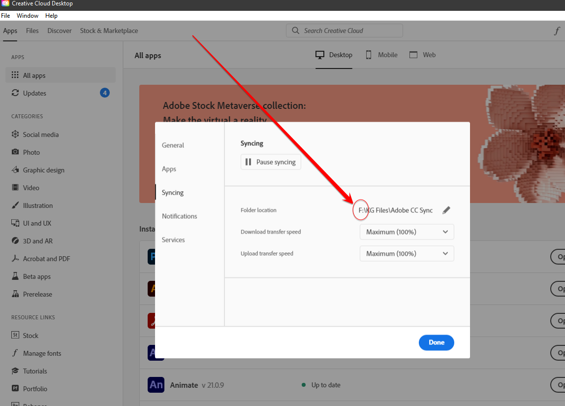 Creative Cloud Folder Wont Update or Change Locati... - Adobe Product ...