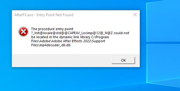 AfterFX.exe - Entry Point Not Found - Adobe Community - 12884653