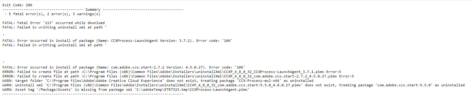 ERROR 106 - Adobe Product Community - 12886491