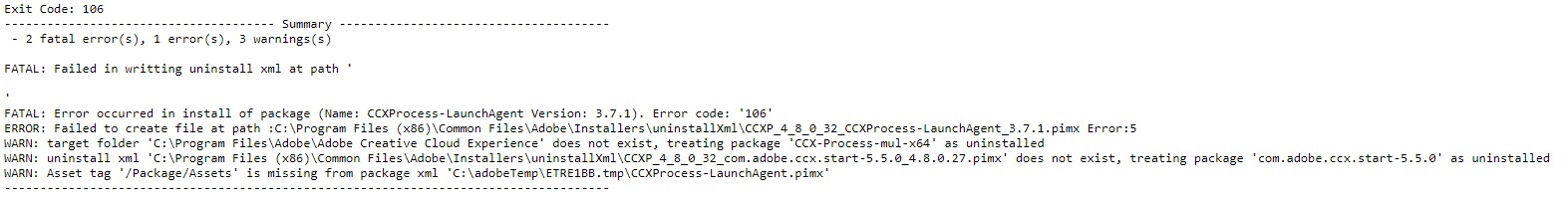ERROR 106 - Adobe Product Community - 12886491
