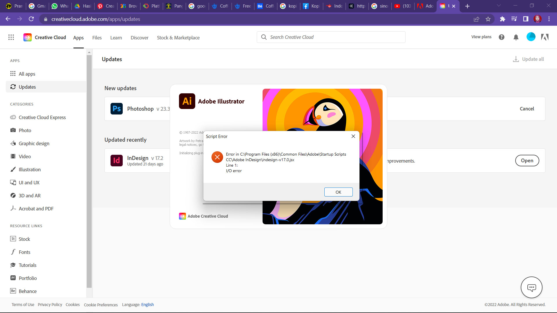 Solved: Error notification when starting Adobe Illustrator - Adobe ...