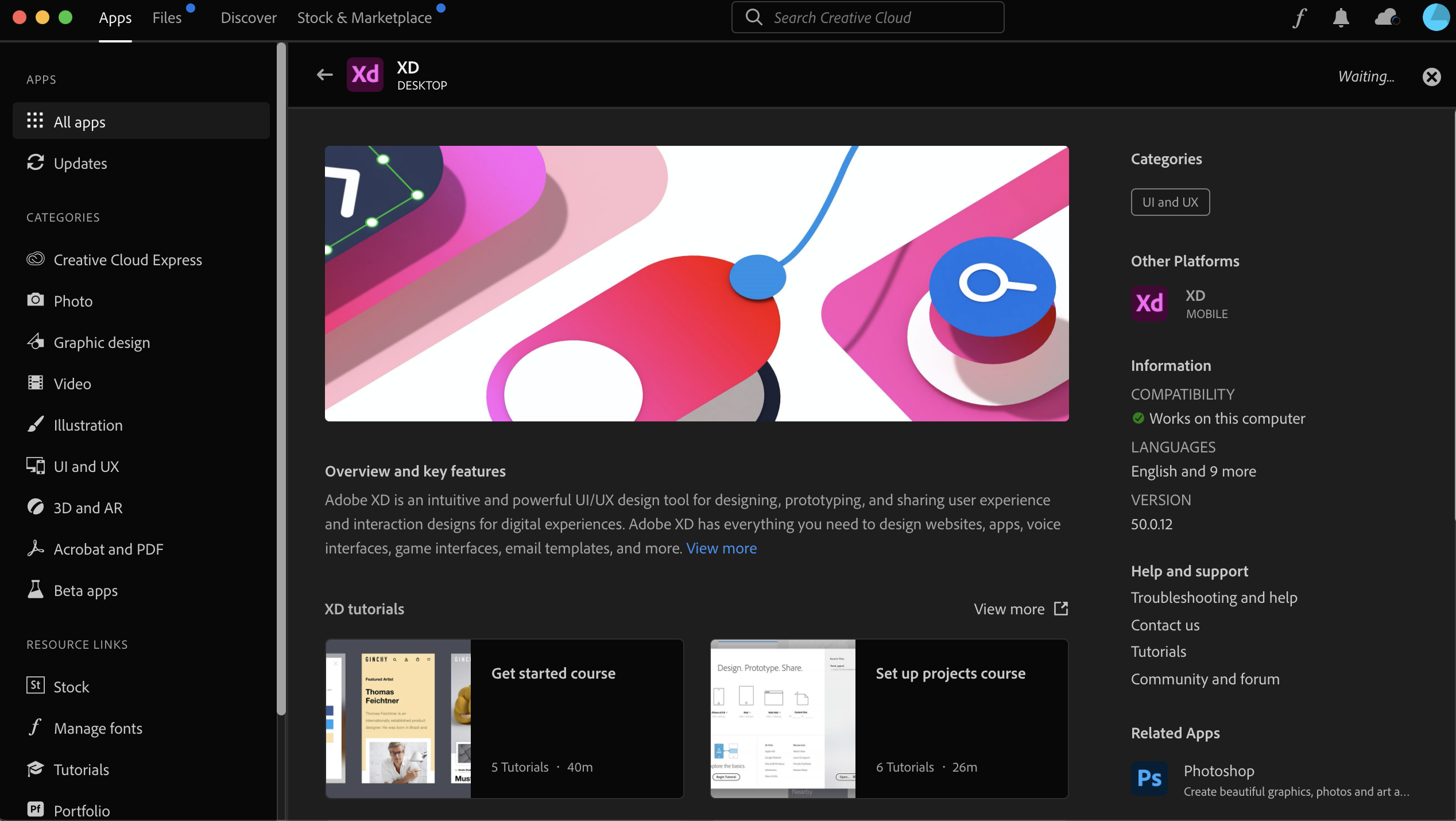 Adobe XD MAC updated error message Progress is slo... - Adobe Product Community - 12893979