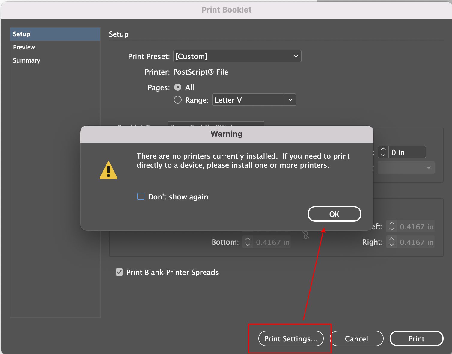 Solved: Can't select "Spreads" from "Print Booklet" due to... - Adobe ...