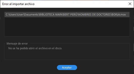 Solved: 'No se ha podido abrir el archivo en el disco' Err... - Adobe Product Community - 9875186