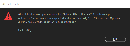 Output modules templates reseting when opening AE - Adobe Community ...