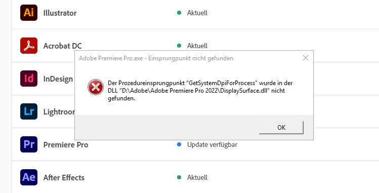 Solved: Fehlermeldungen bei Launch - Adobe Community - 12925773