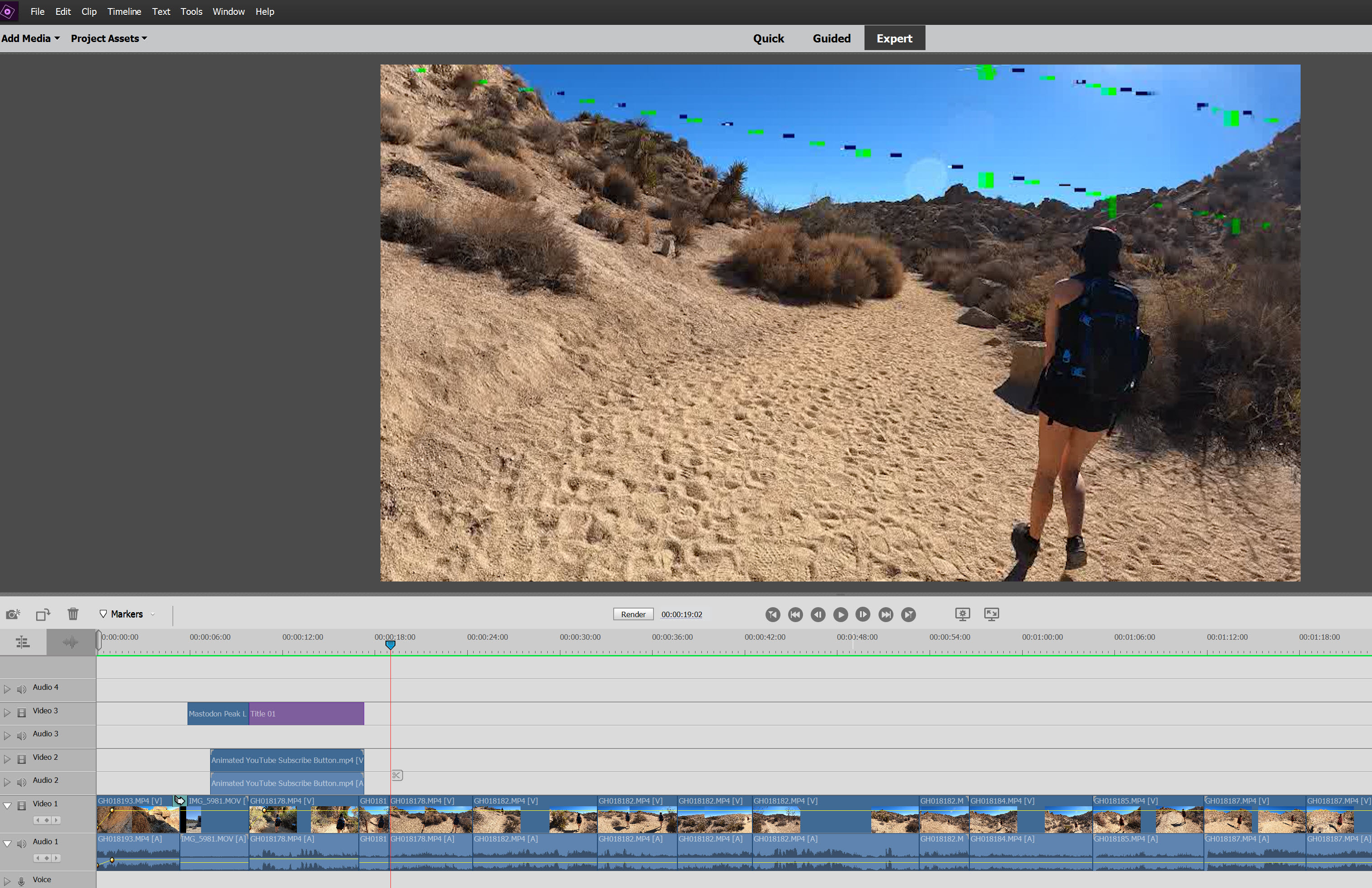 Random green digital pixels in 4k PE video editor - Adobe Product ...