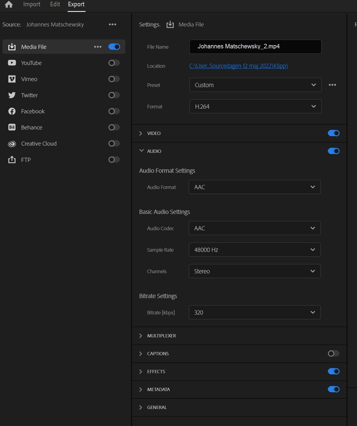 No audio in exported files - Adobe Community - 12938525