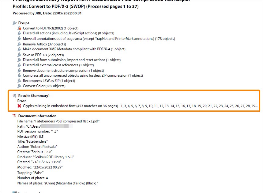 Solved: Preflight profile Convert to PDF/X-3 (SWOP) detect... - Adobe ...