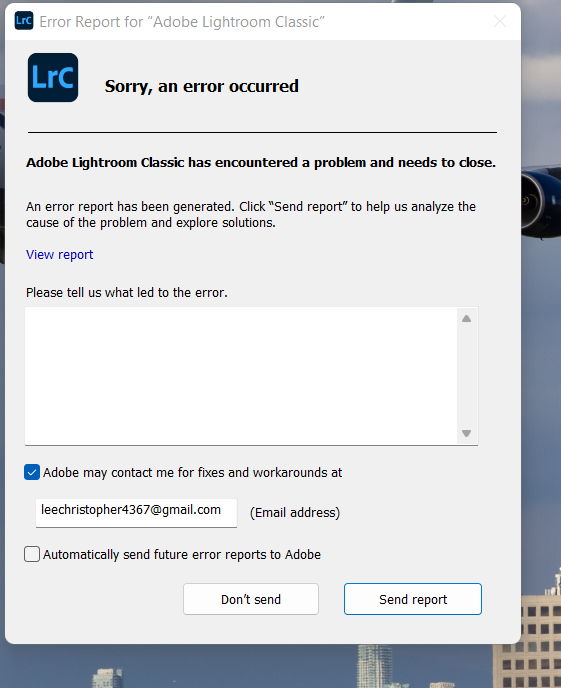 adobe lightroom classic crash report on startup wi... - Adobe Support ...