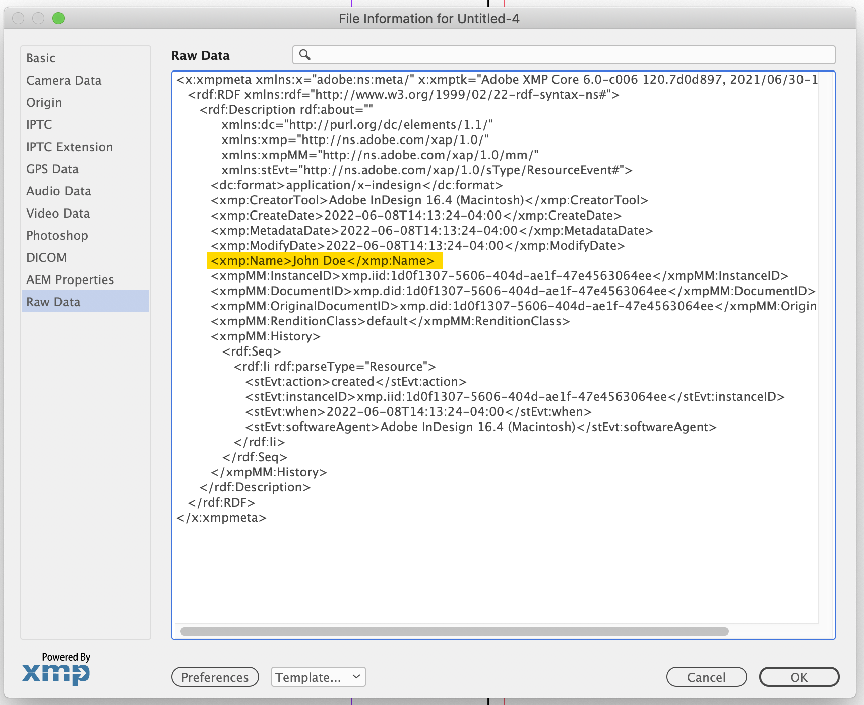 new XMP meta Data Field in InDesign through Javasc... - Adobe Support ...