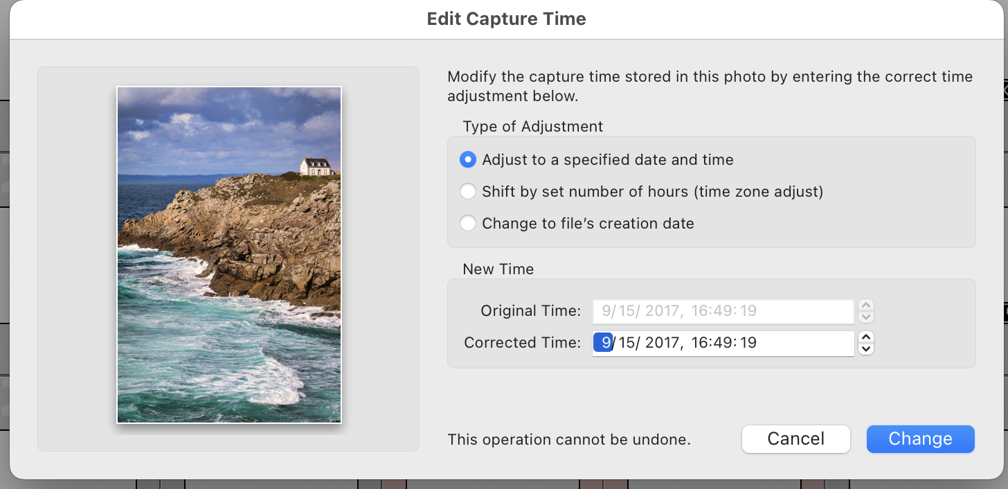 Metadata - Edit Capture Time - No Dialogue Box - Adobe Community - 12994518