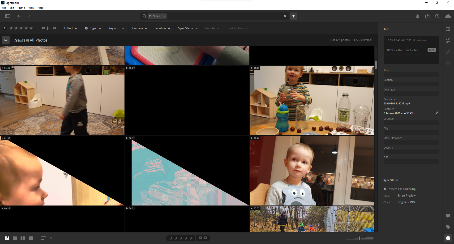 Broken video thumbnail in Photo Grid view - Adobe Community - 13006970