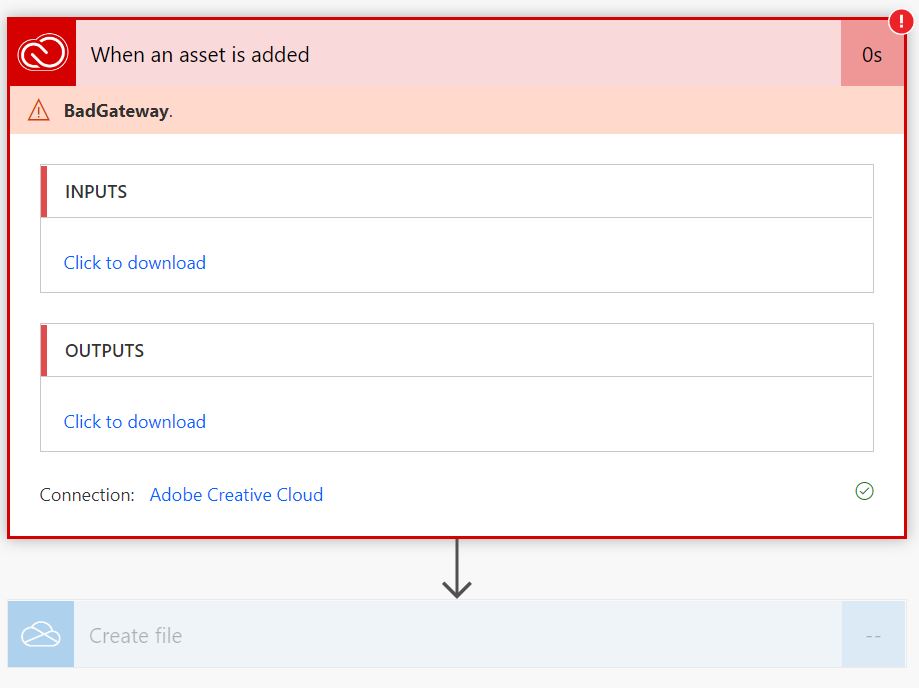 Bad Gateway error in Power Automate Trigger (When ... - Adobe Product ...