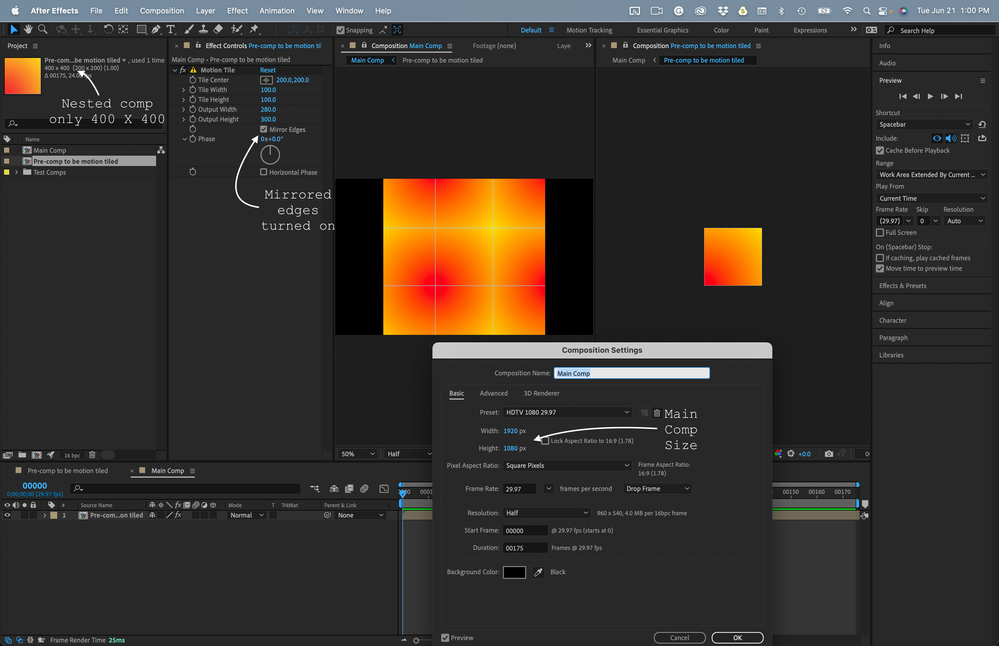 AE motion tile not working - Adobe Product Community - 13016607