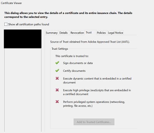 Solved: Add to trusted certificates" button is grayed out ... - Adobe ...