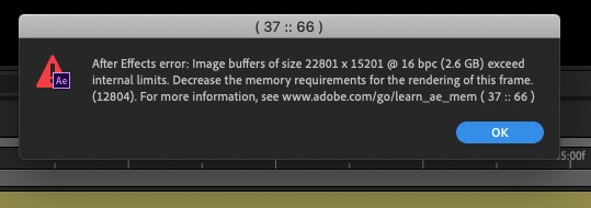 After Effects error 37:66 - Adobe Product Community - 10834650