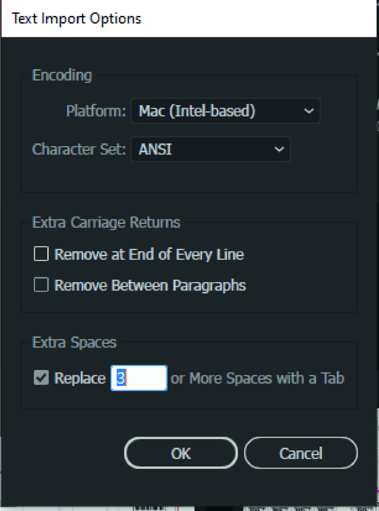 Solved: Text Import Options dialog box/ error on opening t... - Adobe ...