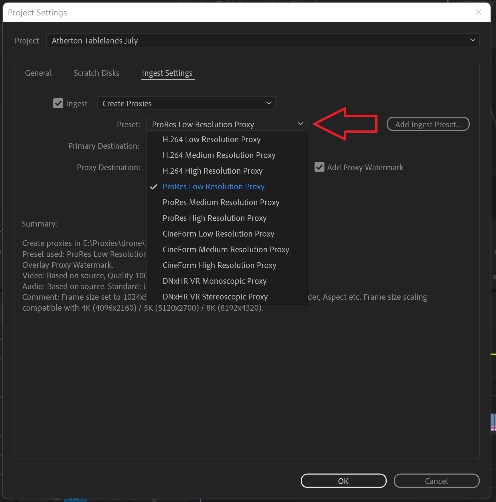 Proxy preset option no longer sticky - Adobe Community - 13066006