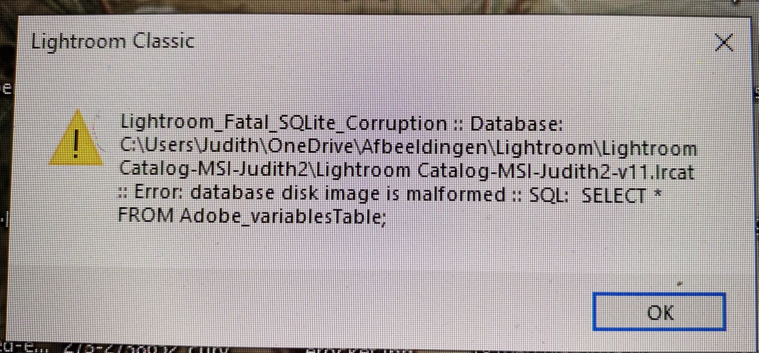 Lightroom Classic on Windows - Fatal SQLite Corrup... - Adobe Product Community - 13080741