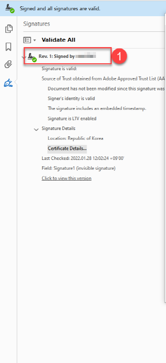 Signature verification - the name after 'Signed by... - Adobe Product ...