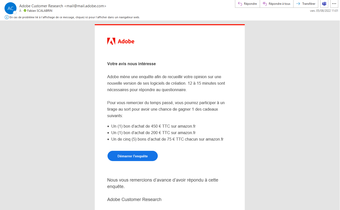 Scam email or not ? - Adobe Product Community - 13116576