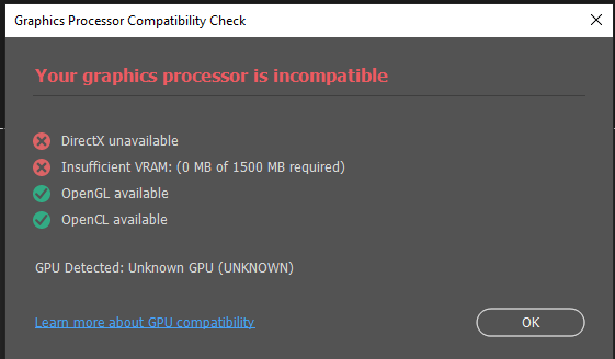 Solved: Your Graphics Card is Incompatible! - Adobe Product Community ...