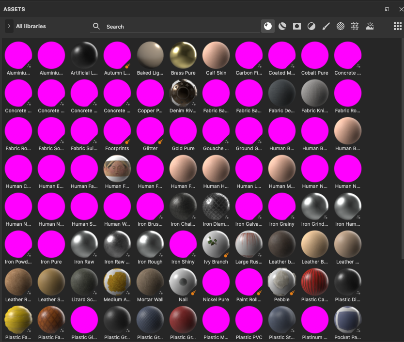 Starter assets materials turned pink - Adobe Product Community - 12995315