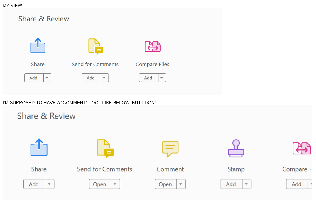 Comments Tool is Missing - Adobe Product Community - 13139136