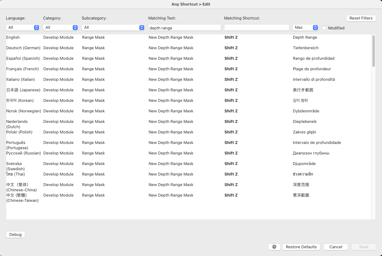 P: ES, IT, and SV missing shortcuts for Depth Rang... - Adobe Product ...