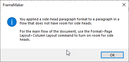 FrameMaker 2020 sidehead mystery - Adobe Community - 13167229