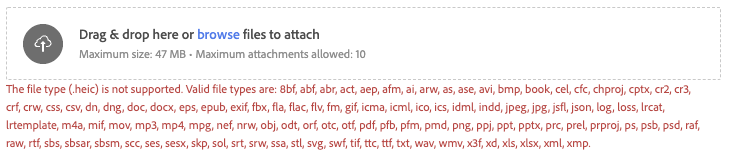 Allow HEIC attachments - Adobe Product Community - 13171319