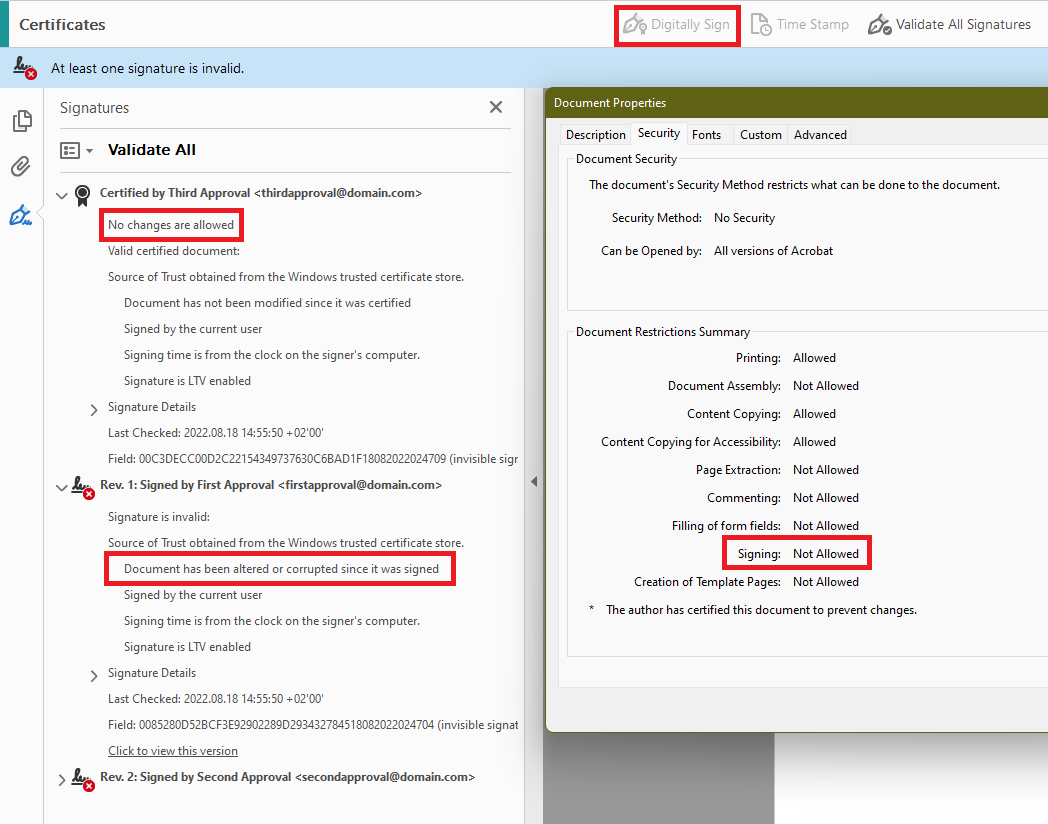 Adding certified signature to lock document from f... - Adobe Product ...
