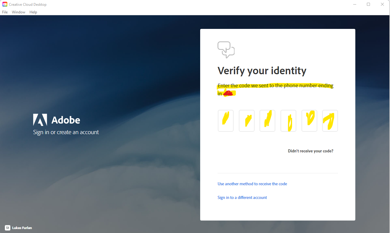 Enter the code we sent to the phone number ending ... - Adobe Community ...