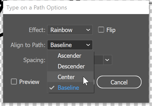 Changing the Type on a Path Option defaults - Adobe Product Community ...