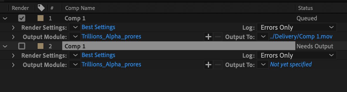 Render queue doesn't use default or custom 'Output... - Adobe Community - 13202644