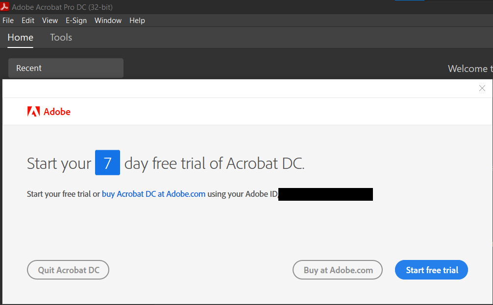 Adobe Acrobat DC prompts 7 day trial and user cann... - Adobe Product ...