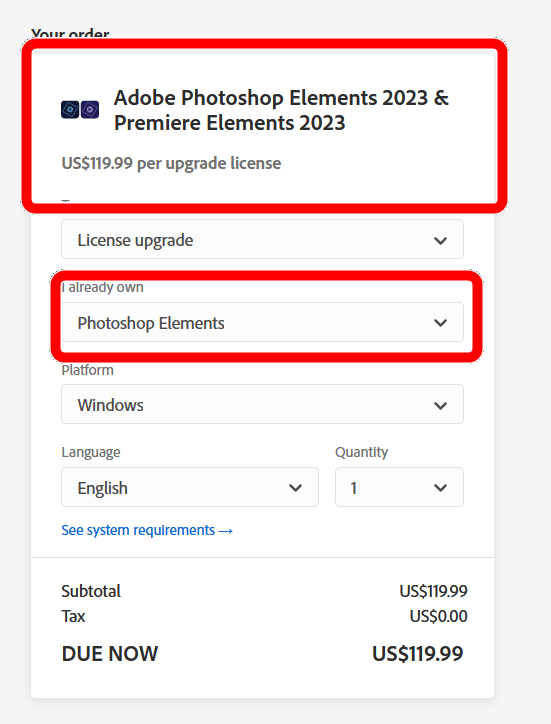 Solved: Upgrade version to Photoshop Elements and Premiere... - Adobe ...