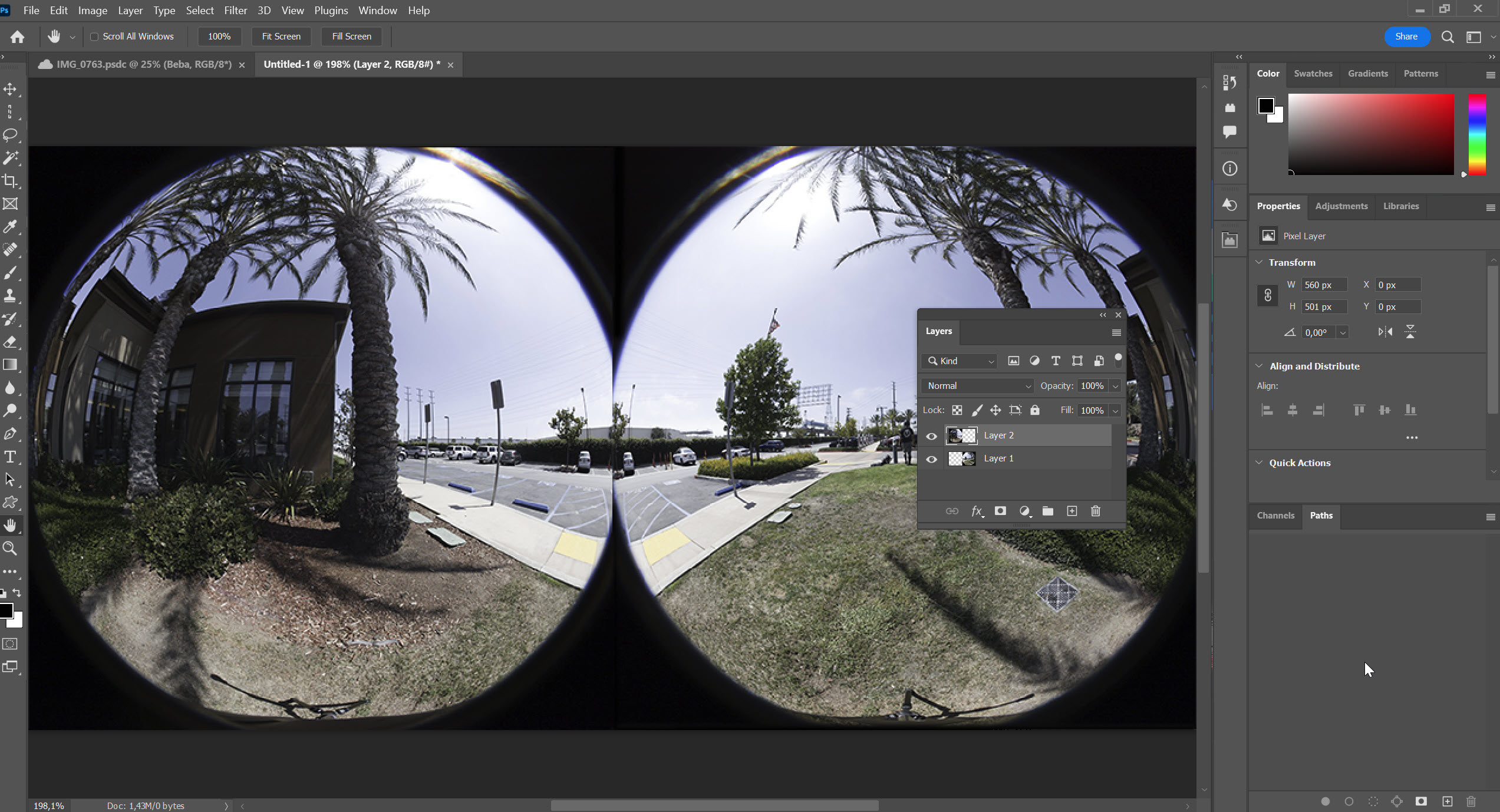 How to arrange two fisheye circles to be side by s... - Adobe Support ...