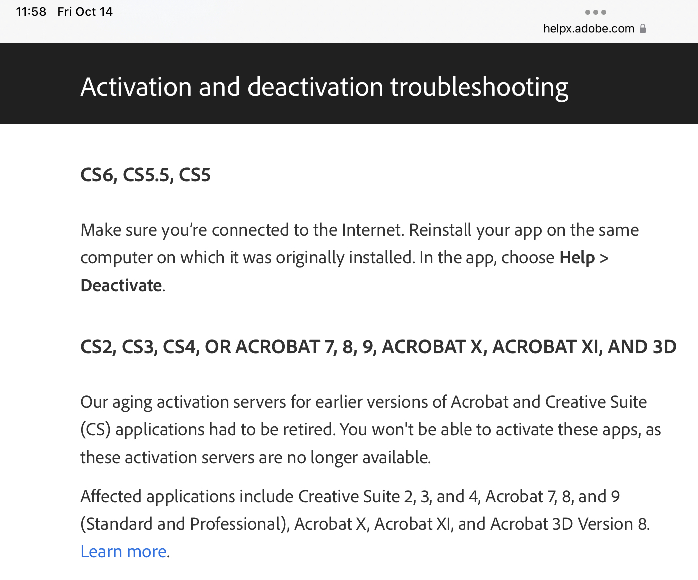 Regaining access to my CS 5.5 license - Adobe Community - 13244955