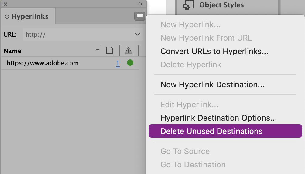 Solved: How to clear the list of used hyperlinks from the ... - Adobe Community - 13268237