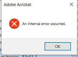 An internal error occurred - Adobe Product Community - 13276317