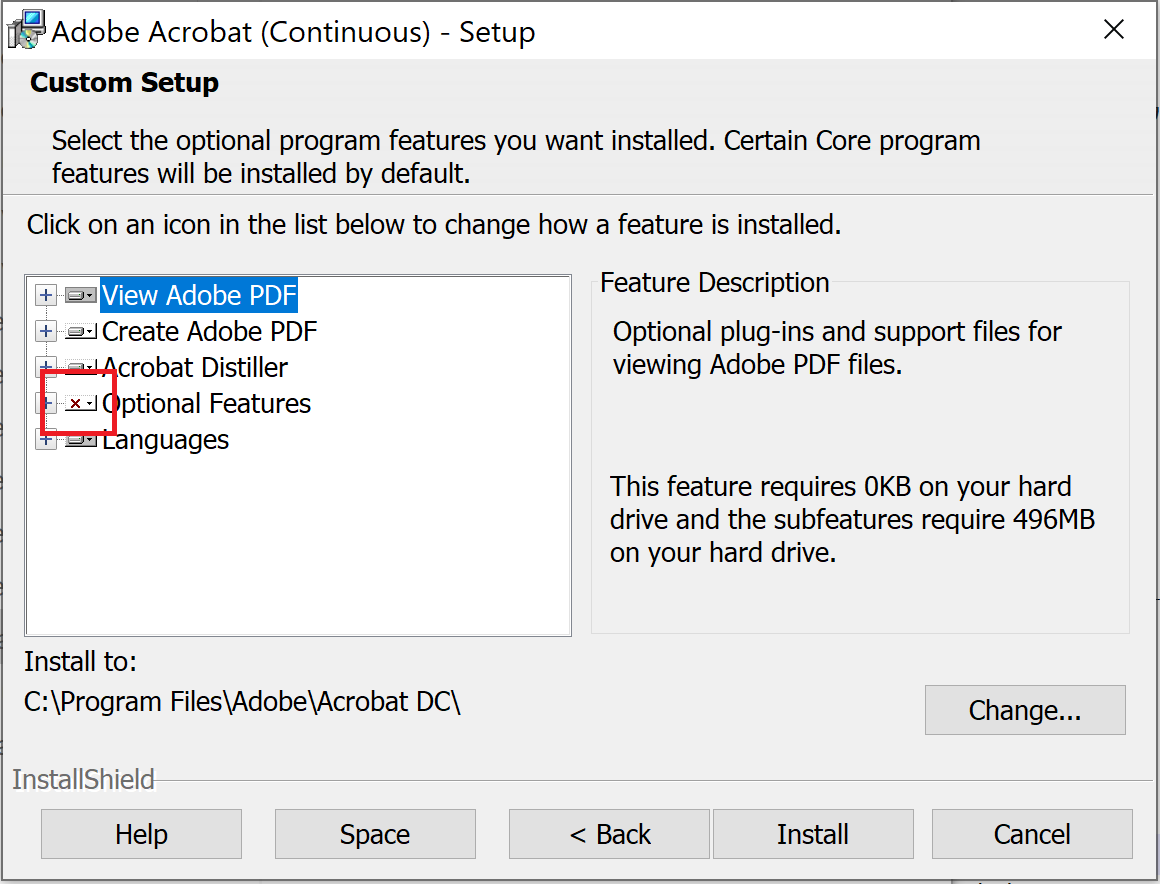 最初のインストールで Acrobat 64 ビットのオプションコンポーネントを同時にインストールする... - Adobe Product ...