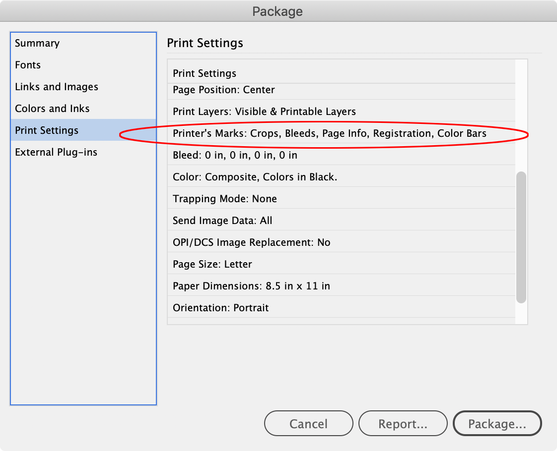 Solved: printer's marks when packaging document - Adobe Support ...