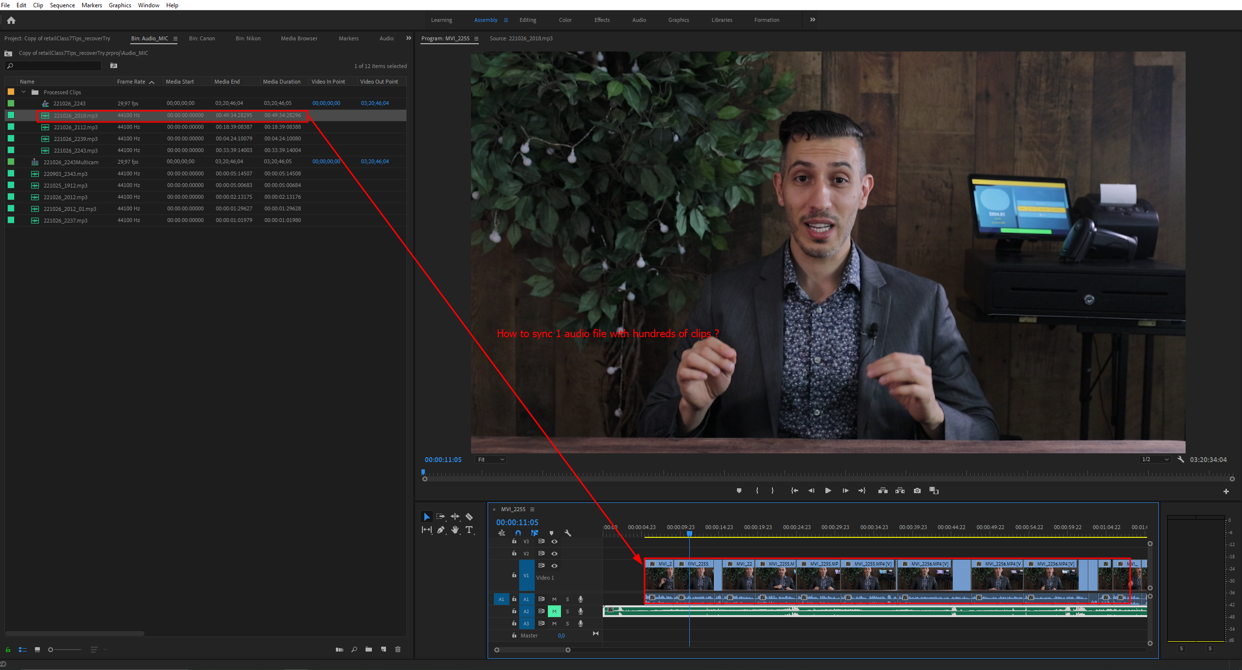 How can I sync ALL my cuts with my single audio fi... - Adobe Community ...