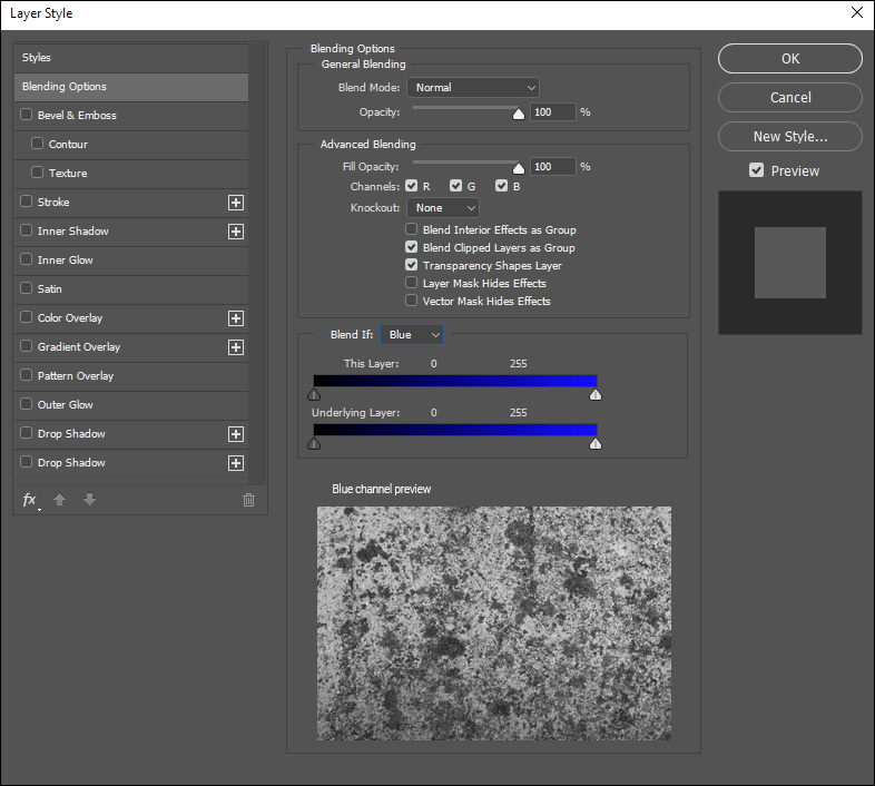 RGB channels previews inside the Blend if - Adobe Community - 13328559