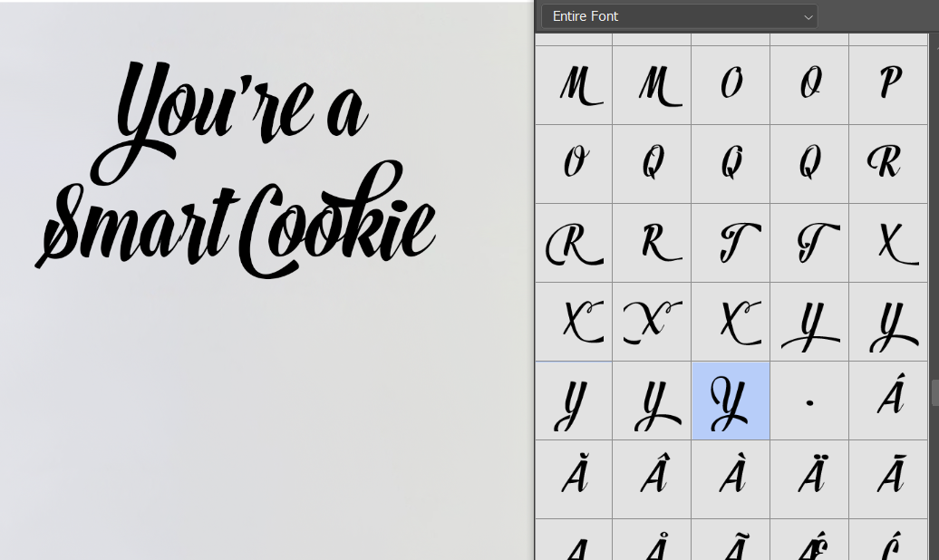 Cannot select alternate letter styles in the Glyph... - Adobe Product ...